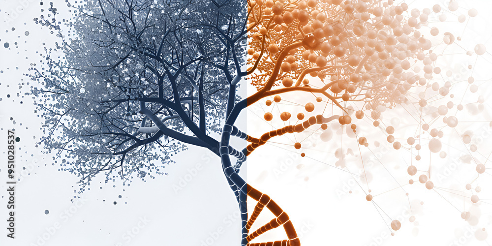Tree and DNA Integration: Nature Meets Science, Tree Symbolizing Growth ...