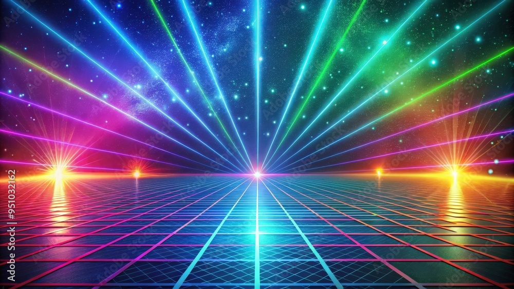 Vintage 90s laser background perfect for a nostalgic throwback, featuring vibrant colors and ...