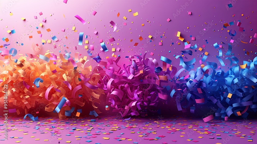 Confetti party clapper 3d vector, shapes. Birthday or carnival ...