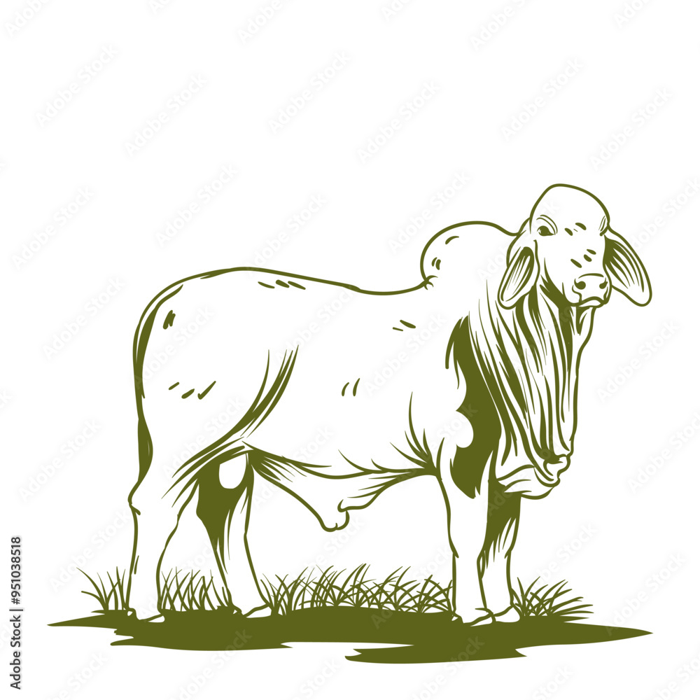 Poster hand drawn brahman cow with separate white background – Wall Art ...