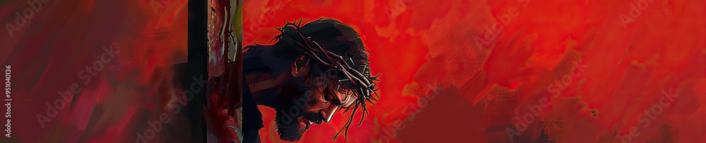 An abstract depiction of Jesus's final moments on the cross, set ...