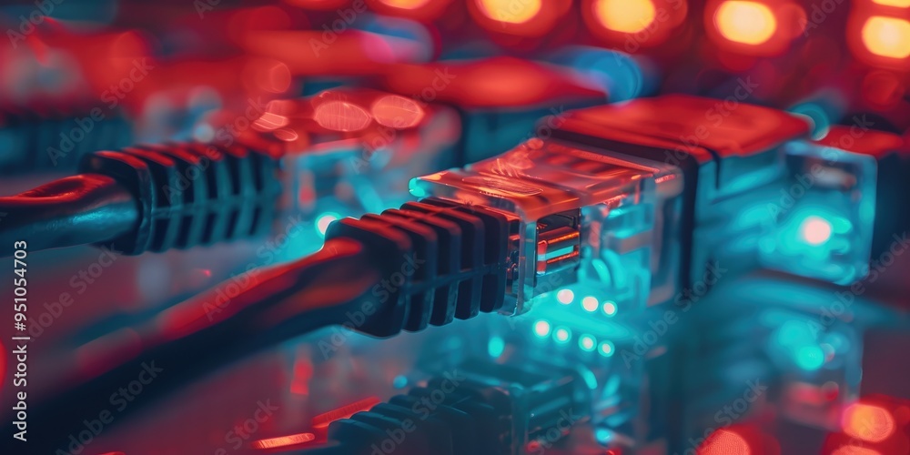 Close-Up View of Ethernet Cables Connected to a Router Featuring ...