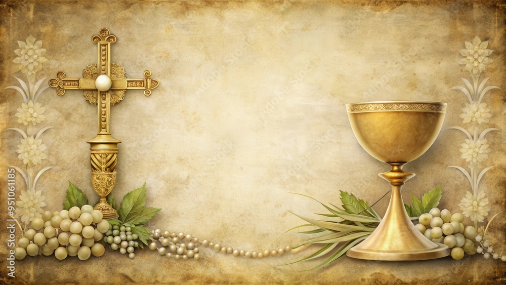 Vintage first holy communion invitation with elegant design and ...