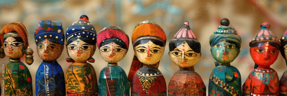 Handcrafted Wooden Dolls by Indian Artist, Miniature Traditional ...