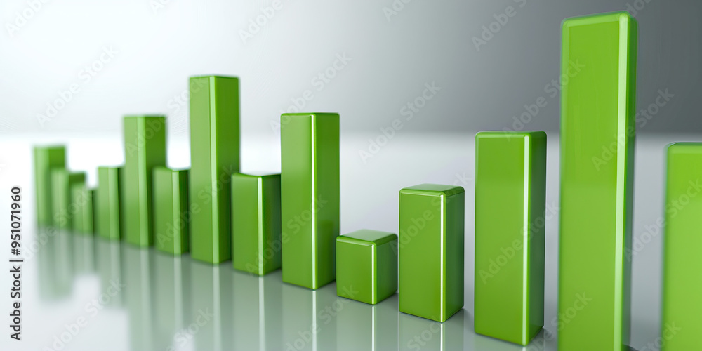 ภาพประกอบสต็อก Organizational Growth Chart: A vibrant green bar chart ...