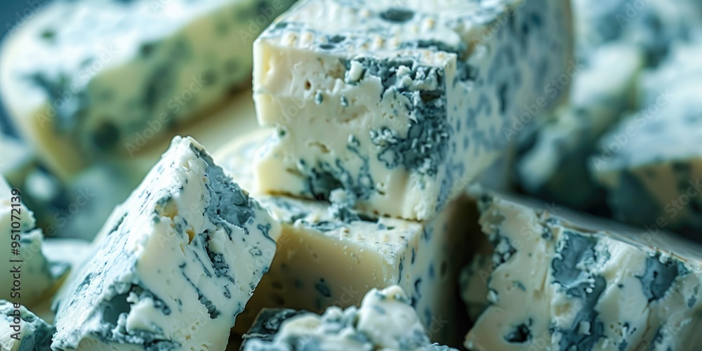 Macro close-up of blue cheese featuring penicillium from a classic ...