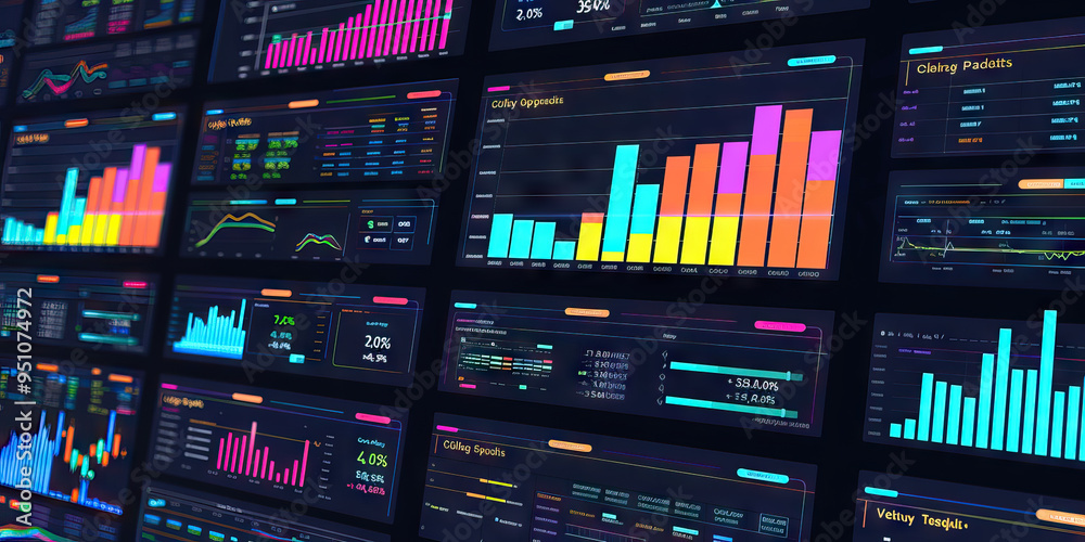 Inventory Management Dashboard: A grid of stacked bar charts, each ...