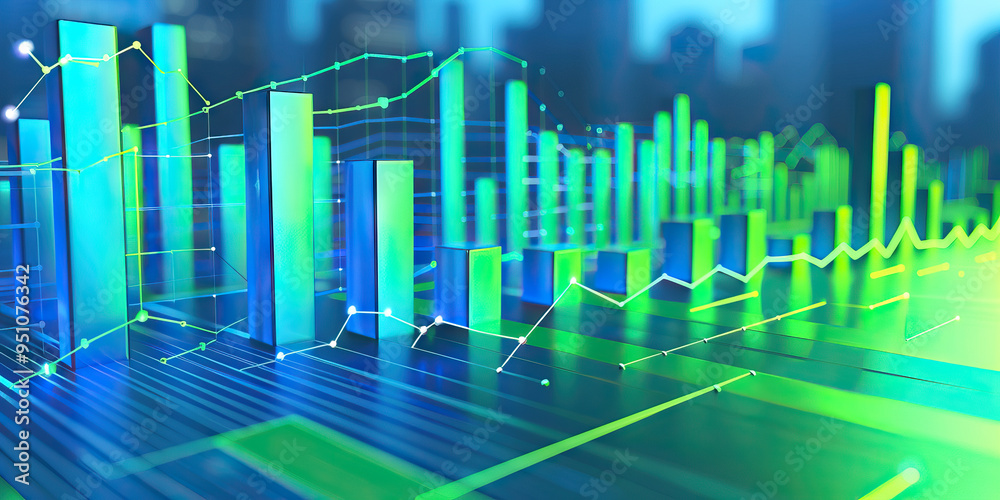 Industrial Growth Chart: A bar graph in vibrant blue and green ...