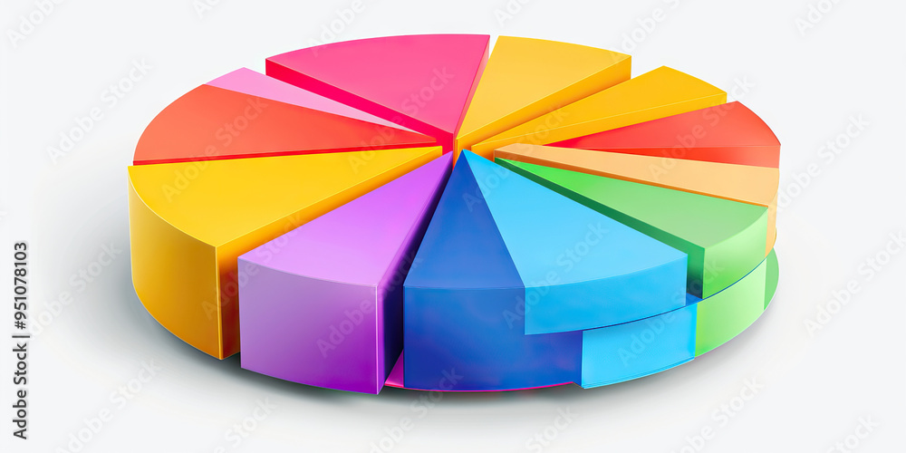 A colorful pie chart divided into different slices, each representing a ...