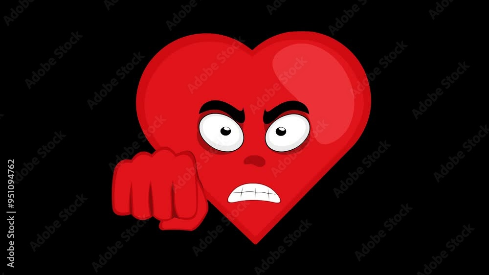 video animation character heart cartoon, with an angry expression and ...