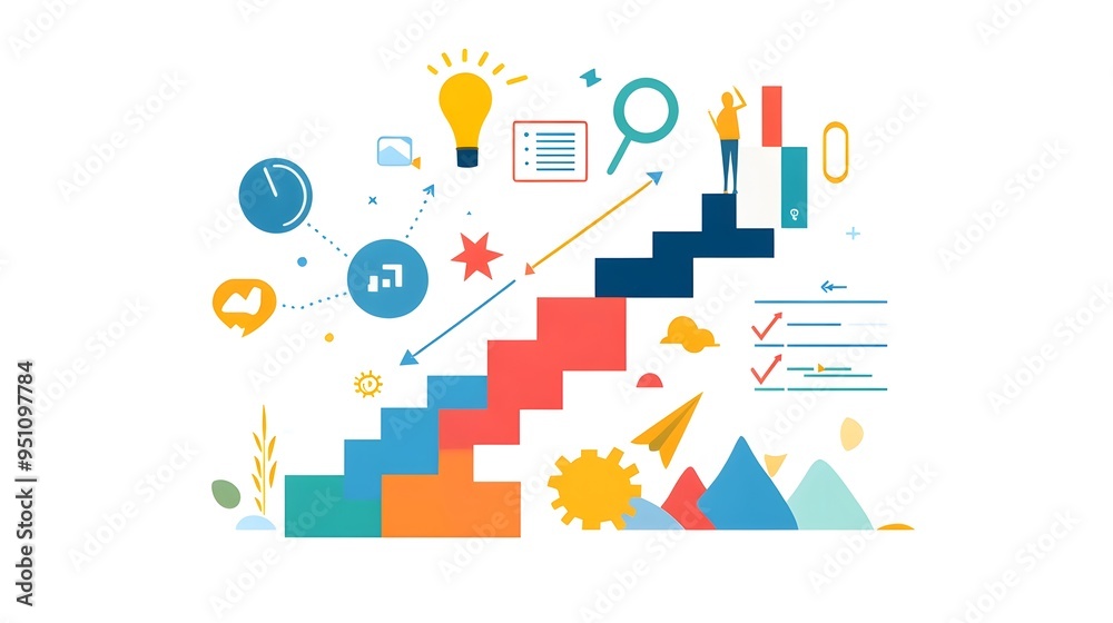 Infographic of a staircase progression symbolizing the step by step ...