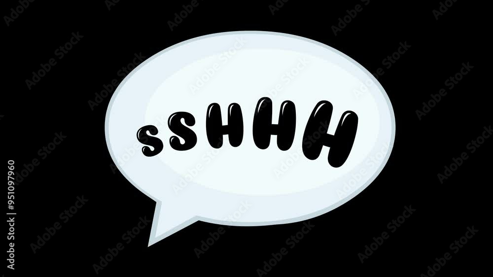 video animation speech bubble with the text sshhh in asking for silence ...