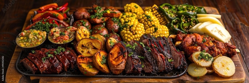 Traditional Colombian Fritanga, a combination of beef, chicken, Creole ...