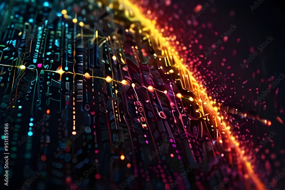 Plexus tech particles background is a hi-tech digital dot line particle background Generative AI ...