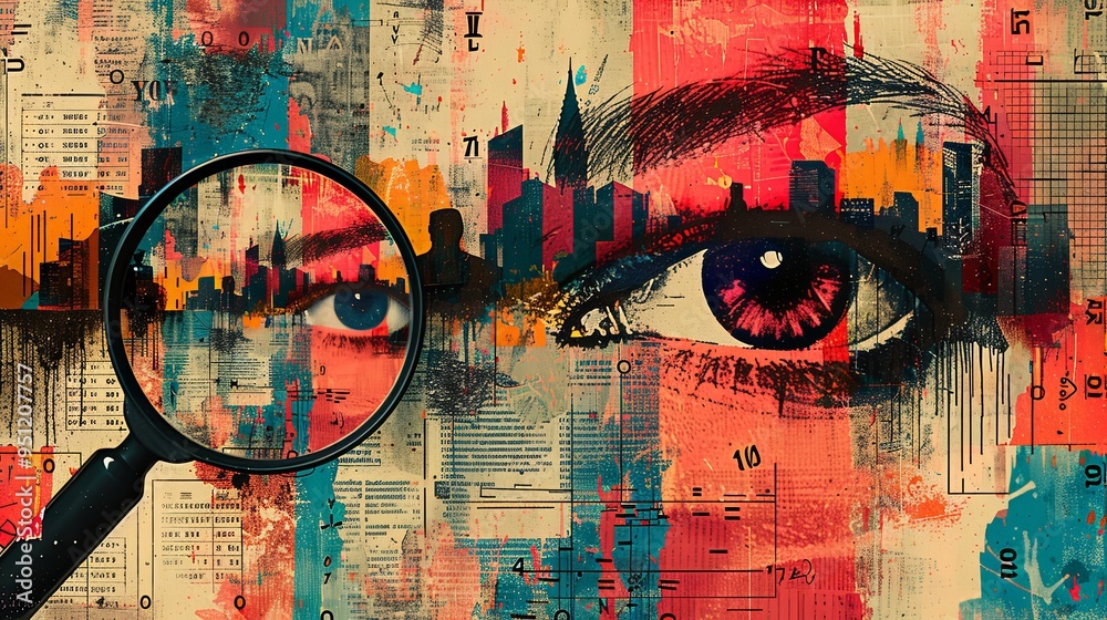 Crime investigation halftone collage. Retro elements like a top-secret ...