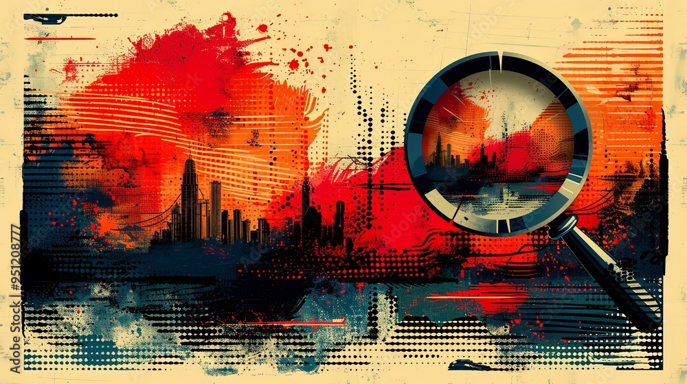 Crime investigation halftone collage. Retro elements like a top-secret ...