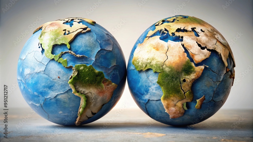 Cracked and deflated planet Earth symbolizing the fragility of our ...