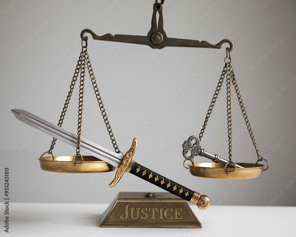 Fairness Scales of Justice Isolated on White Background, Legal Symbol ...