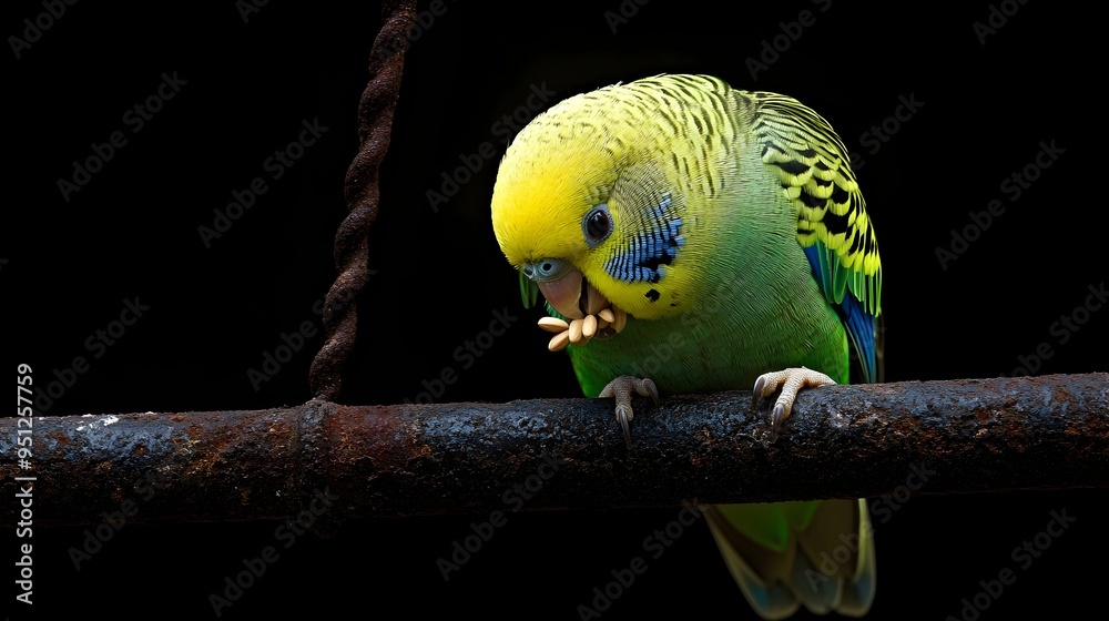 Closeup portrait of a colorful budgerigar also known as a parakeet ...