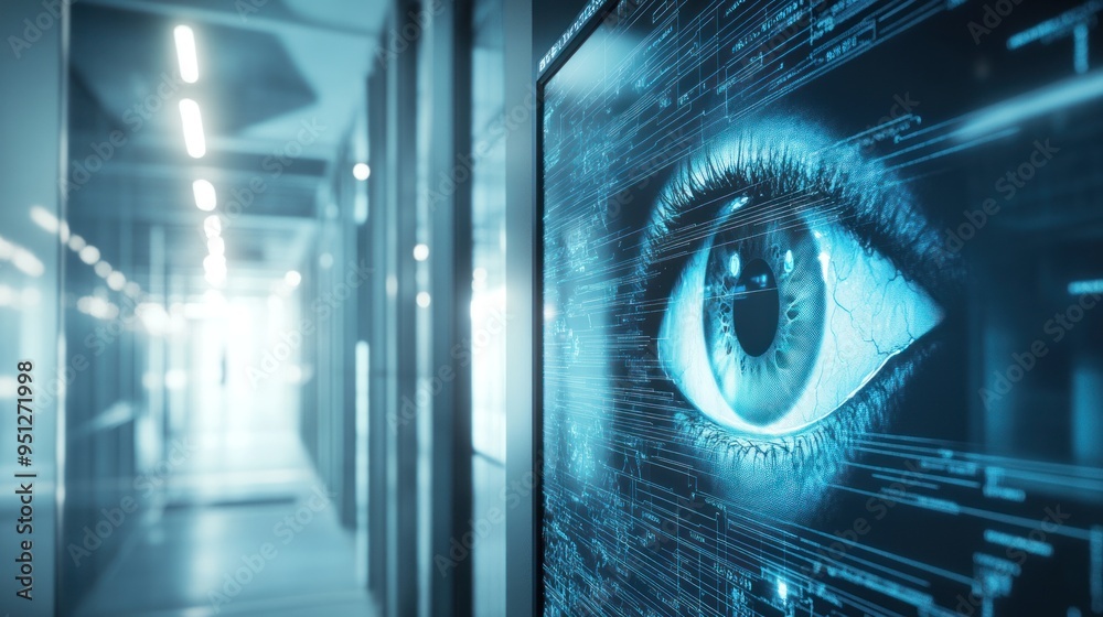 Advanced biometric security scanner in a high-security facility ...