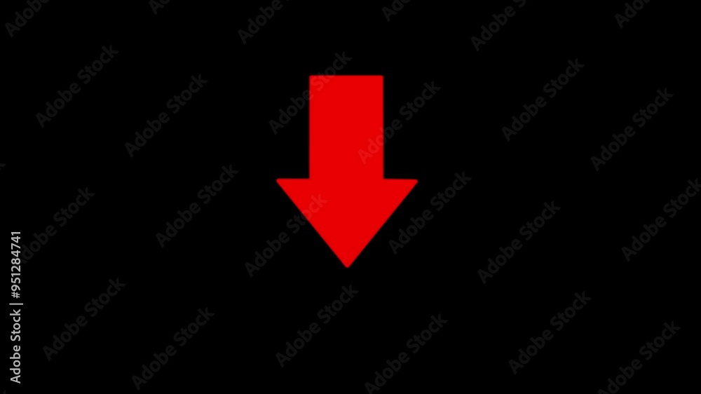 Animated Arrow Pointing Down, Arrow sign symbol animation on black ...