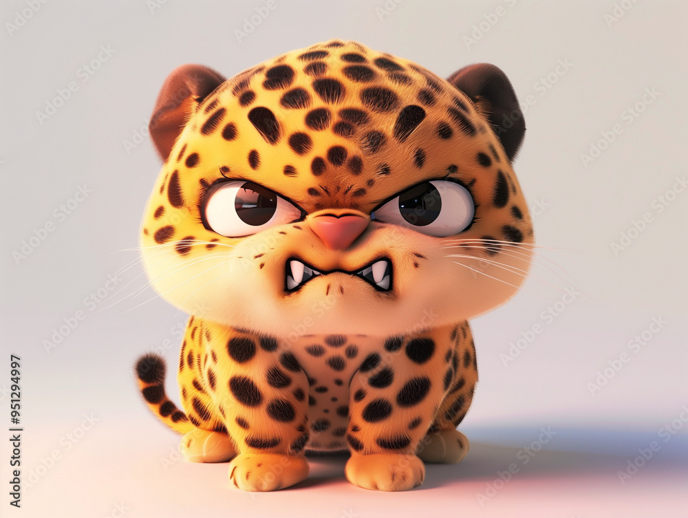 Adorable anthropomorphic chubby leopard with rich expressions in 3D ...