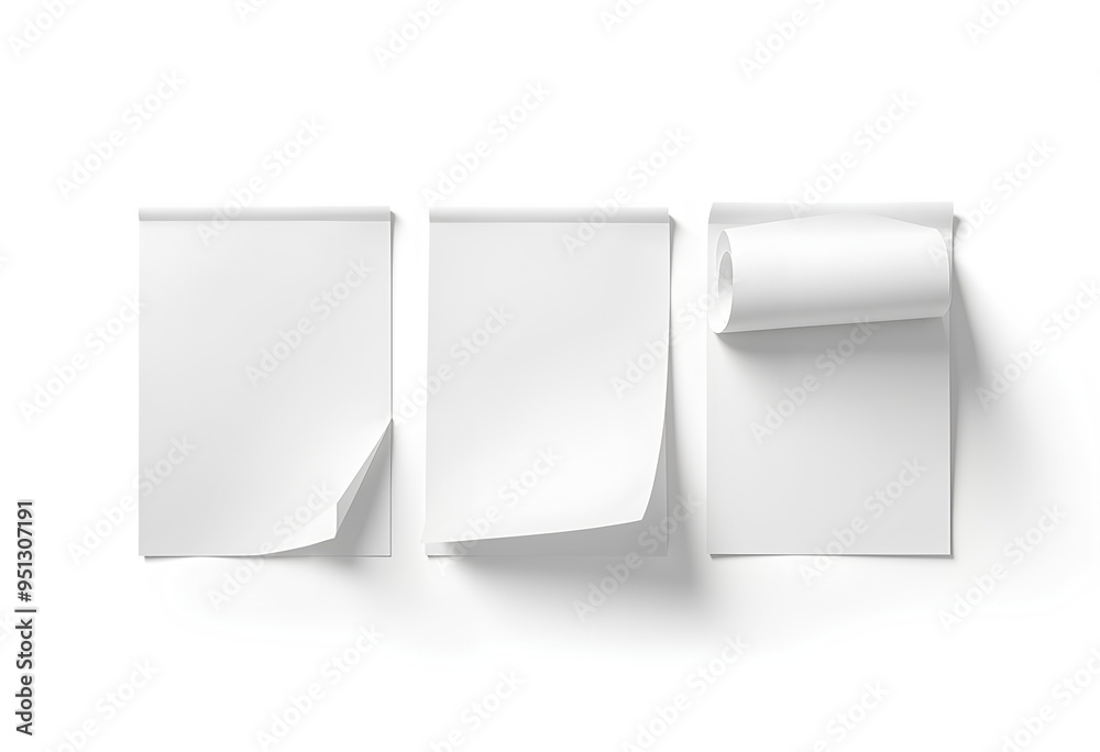 Blank white calendar mock up front view, curved corners set, isolated ...