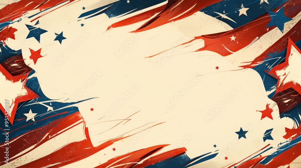 4th of July Background with American Flag Border. Red and White Stripes ...
