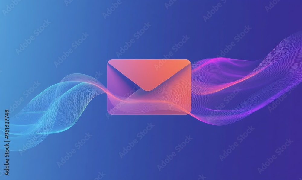 Logo Design Featuring an Envelope with Colorful Digital Lines Flowing ...