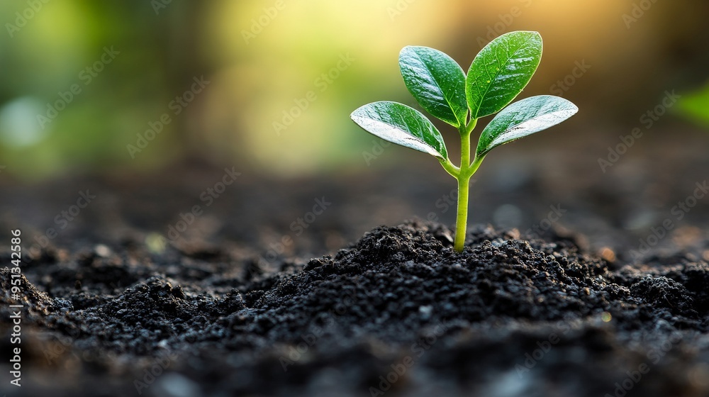 Tiny Sprout, Big Dreams: A delicate green sprout pushes through the ...