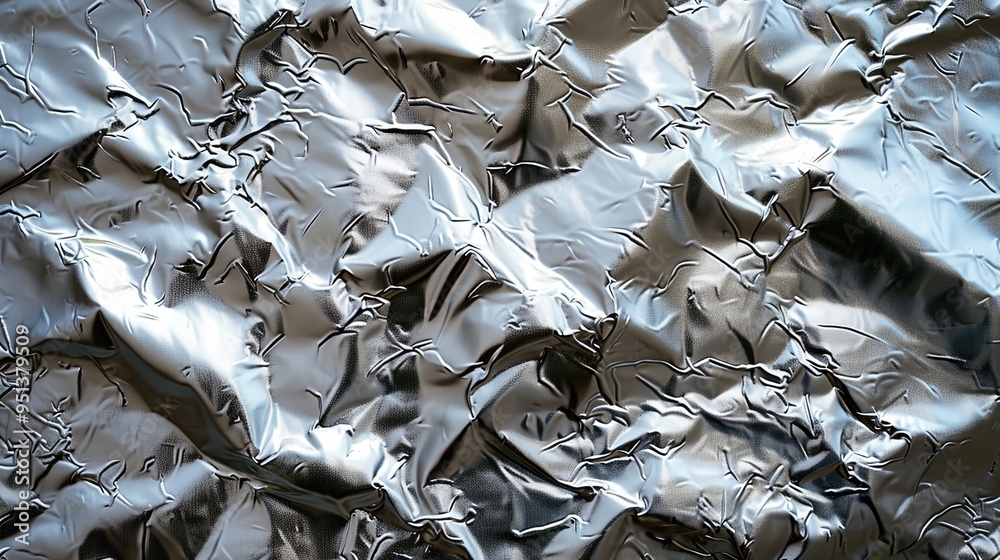 Silver foil torn paper element for collage design, halftone crumpled ...