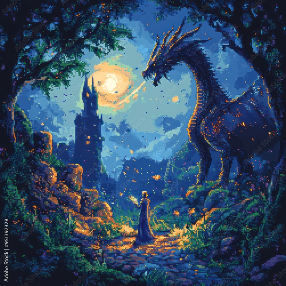 dragon, animal, china, asia, art, symbol, pixel art, ancient, golden ...