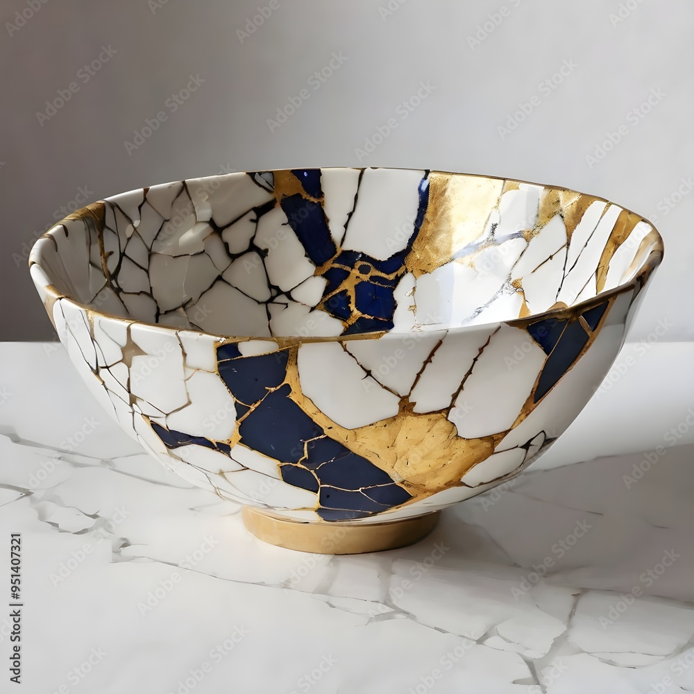 A beautiful kintsugi bowl showcasing the art of embracing imperfections ...
