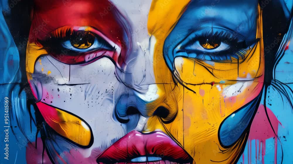 Exploring vibrant street art featuring a striking mural of a woman's ...