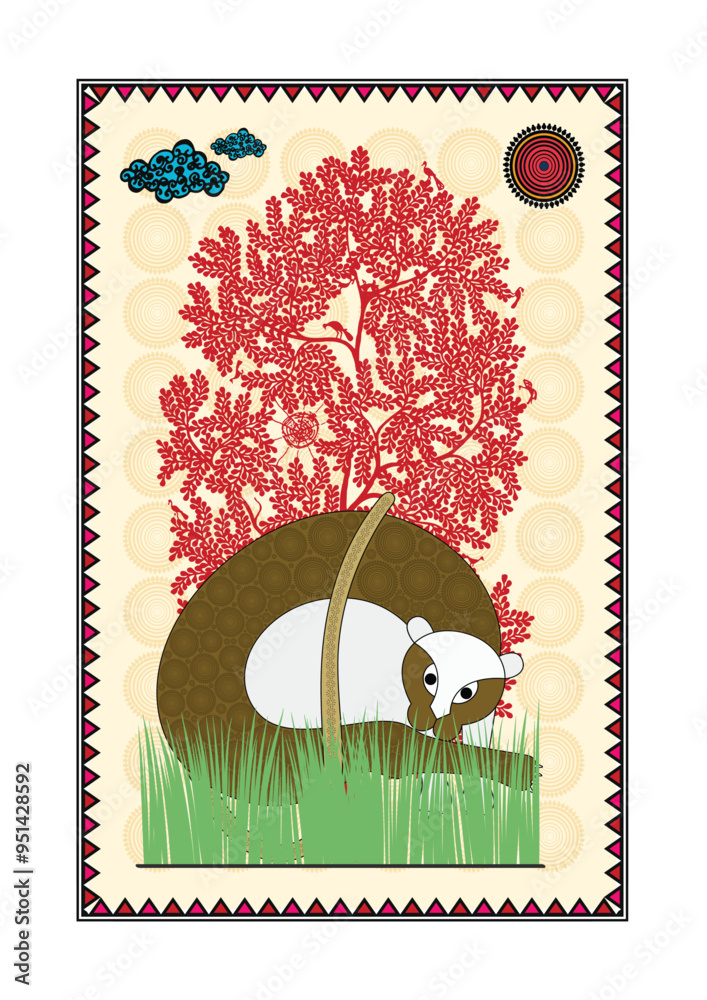 King of the Jungle: A Majestic Gond Artwork of a Lion. Gond lion ...