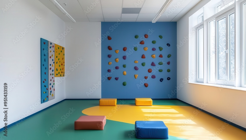 Indoor physical education room with an expansive play arena, designed ...