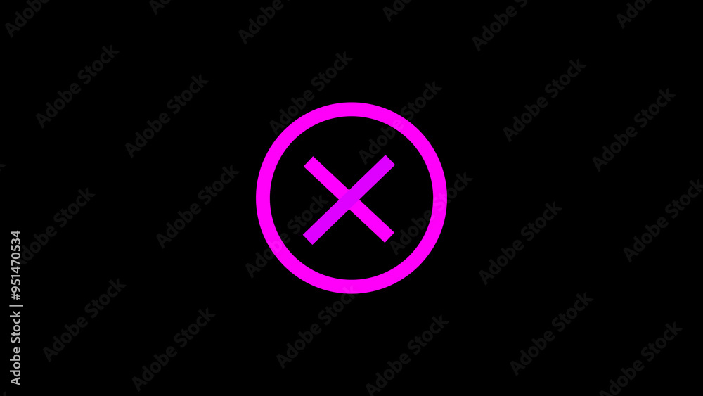 Purple color cross x sign. Cross animated on black screen .Red X sign ...