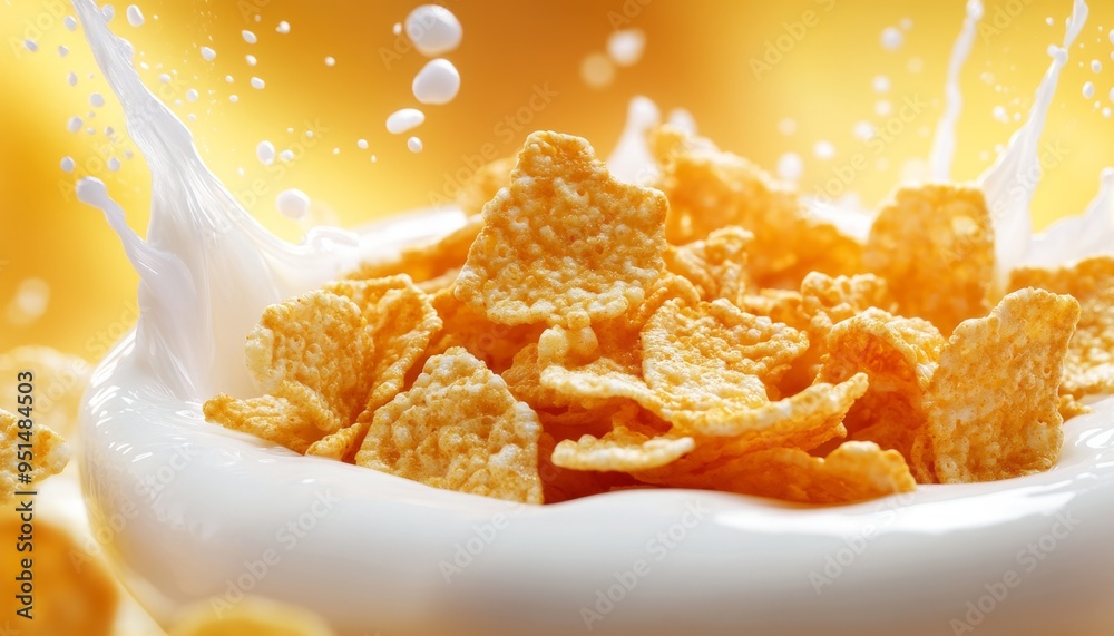 Dynamic Cornflakes and Milk Splash: Creative Food Marketing Background ...