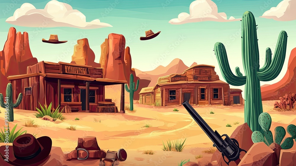Vector art collection with Wild West themes, including detailed ...
