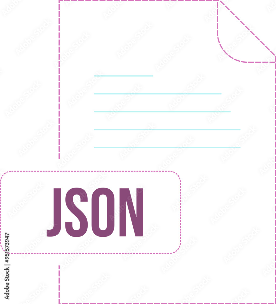 JSON icon black dashed outline v1 Stock Vector | Adobe Stock