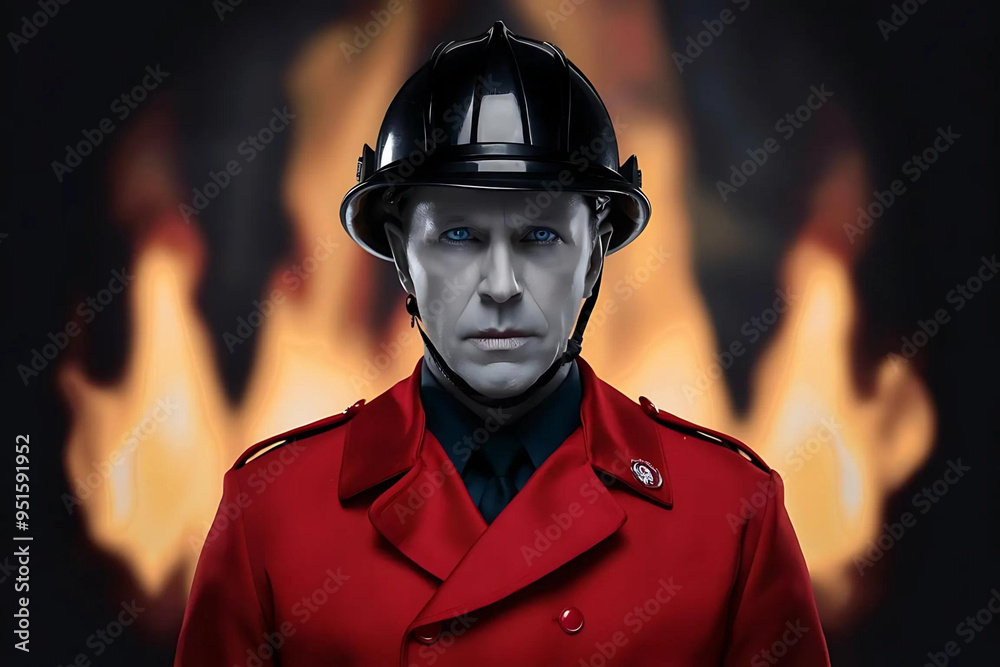Fire Inspector in Fire-Resistant Gear Amidst Flames and Smoke: Bravery ...