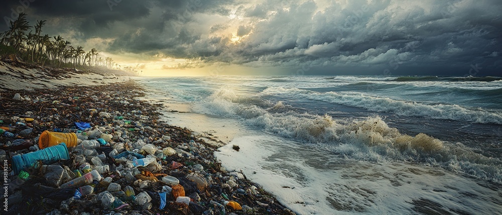 Coastal erosion shattered shoreline ocean waves aggressively eroding ...