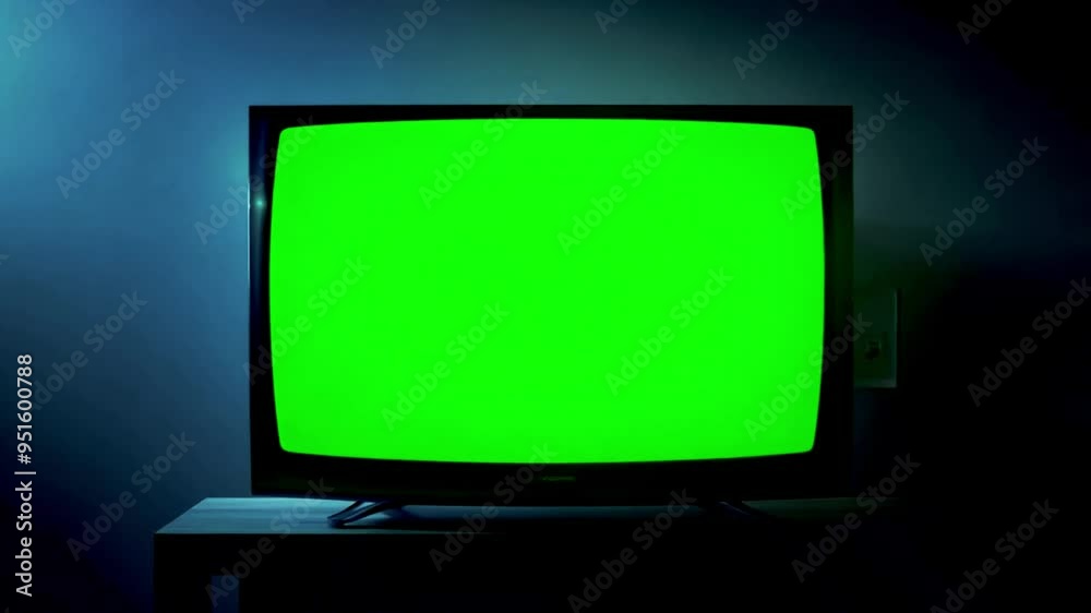 Modern flat screen tv with green screen. LSD smart TV screen with a ...