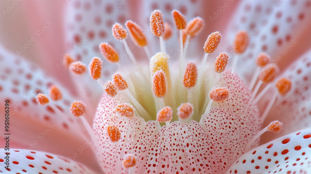 botanical research under a microscope, detailed view of a flower's ...