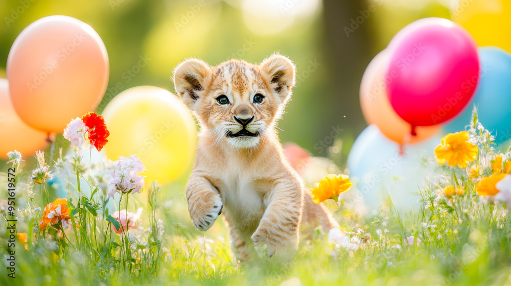 Picture of happy lion cubs playing in a park during World Dog Day ...