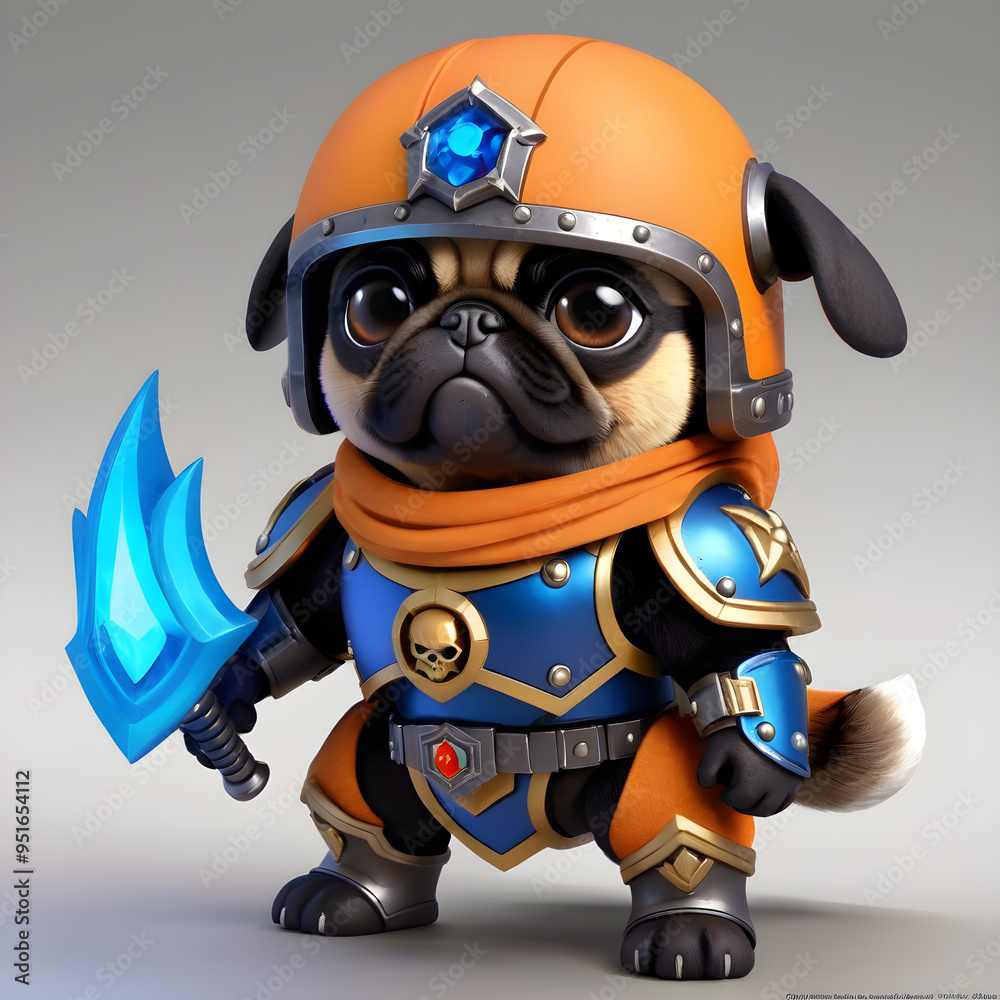 Discover the charm of a chubby pug in space marine gear, its eyes ...