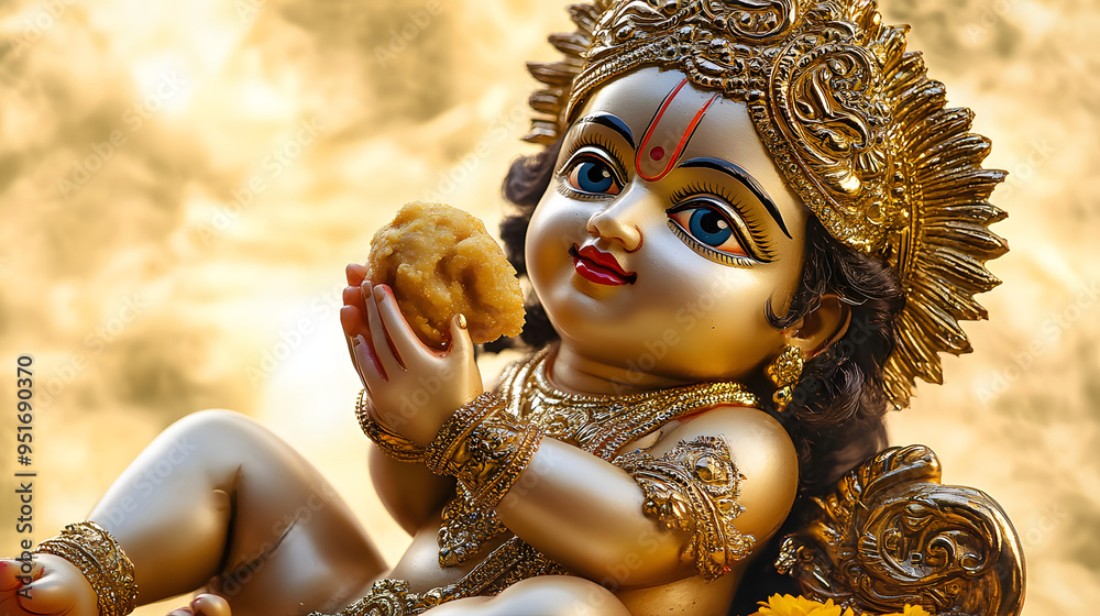 Vintage golden baby lord krishna also called laddu gopal with sweet ...