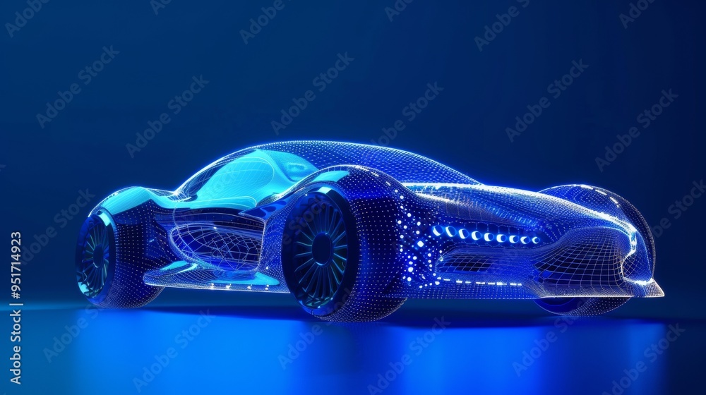 Frontside Futuristic AR car wireframe concept, generative ai, Augmented ...