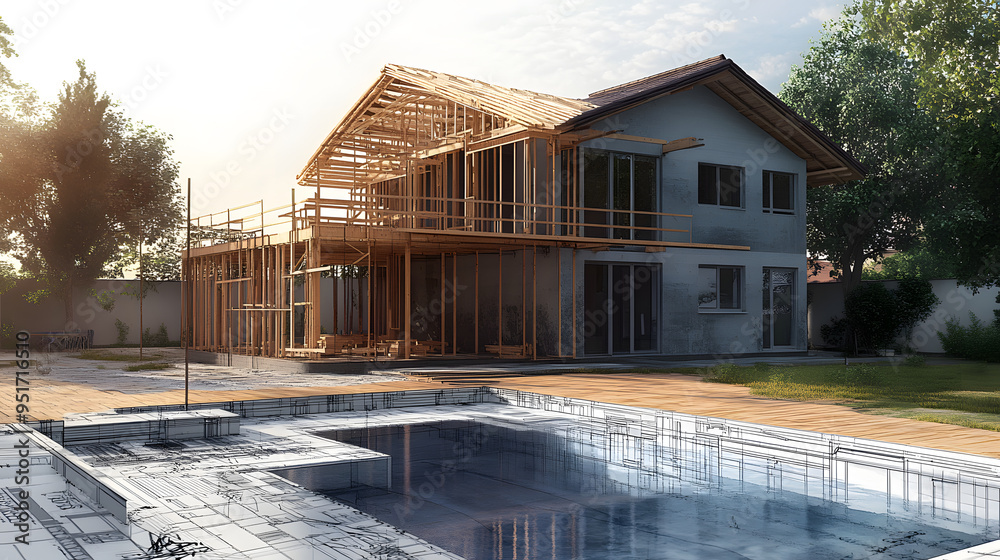 detailed architectural design rendering new house apartment home ...