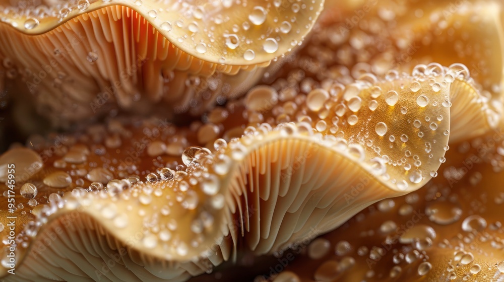 High-resolution macro shot of a mushroom cap, showcasing the textured ...